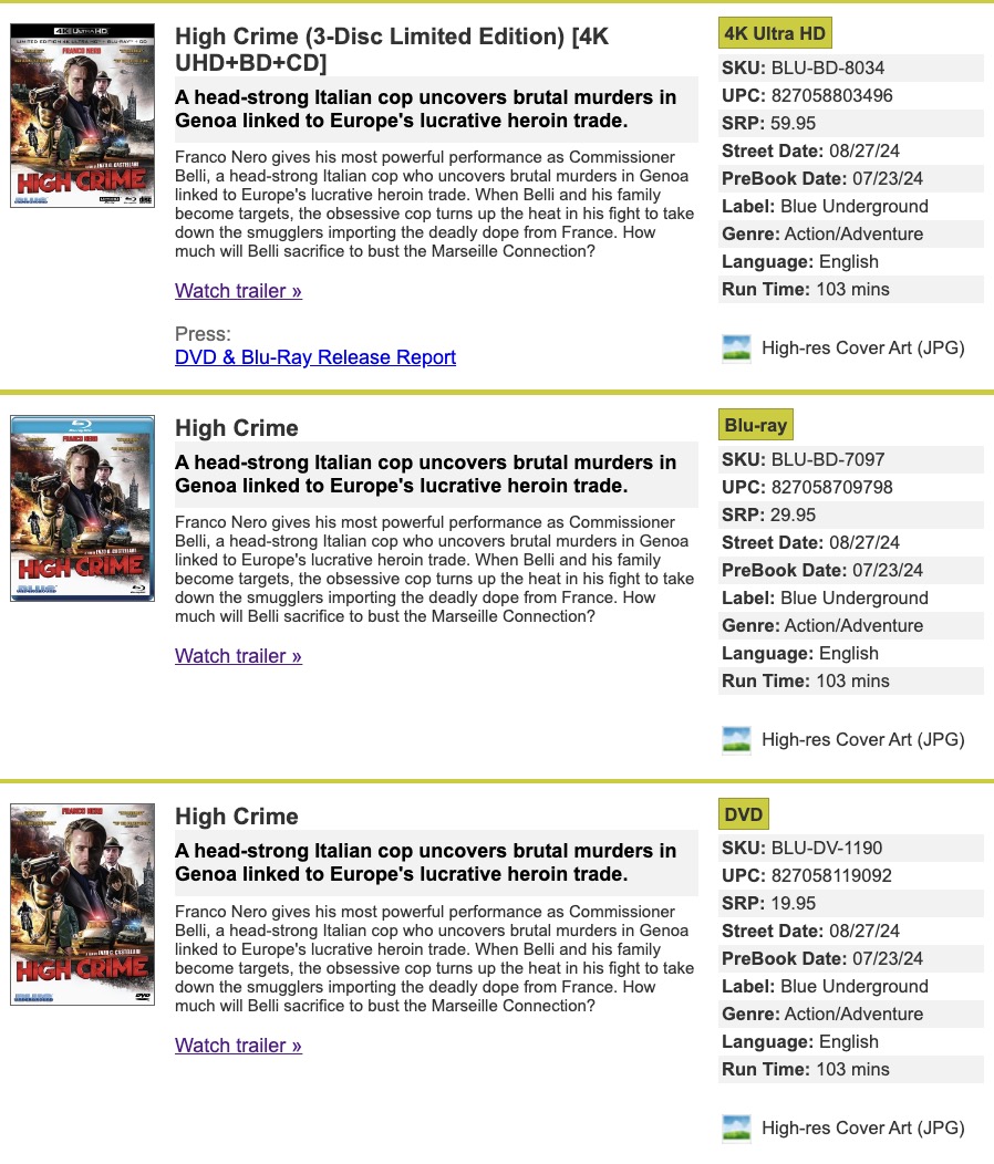 ‘High Crime’ Makes It to the US for the First Time, on DVD, Blu-ray & 4K UHD | OnVideo